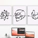 Set of 3 Skull Art Print Line Art Skull Poster Set Home - Etsy