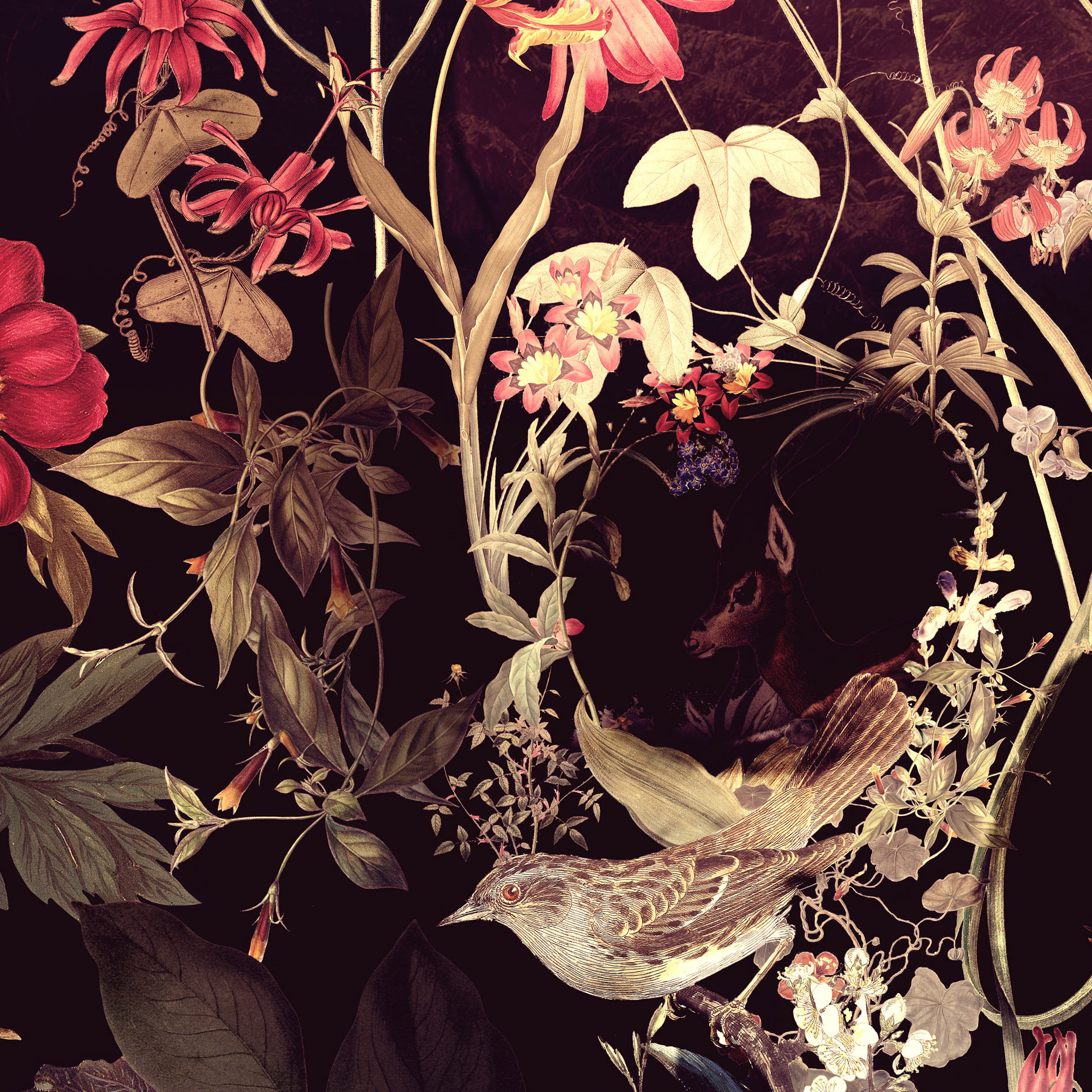 Set Of 3 Flower Skull Nature Skull Set Home Decor Gothic | Etsy