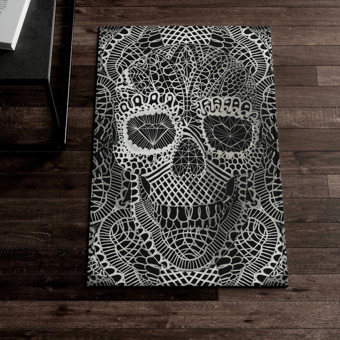 Gothic Skull Dornier Rug, Sugar Skull Rug Home Decor Gift, Skull Floor ...