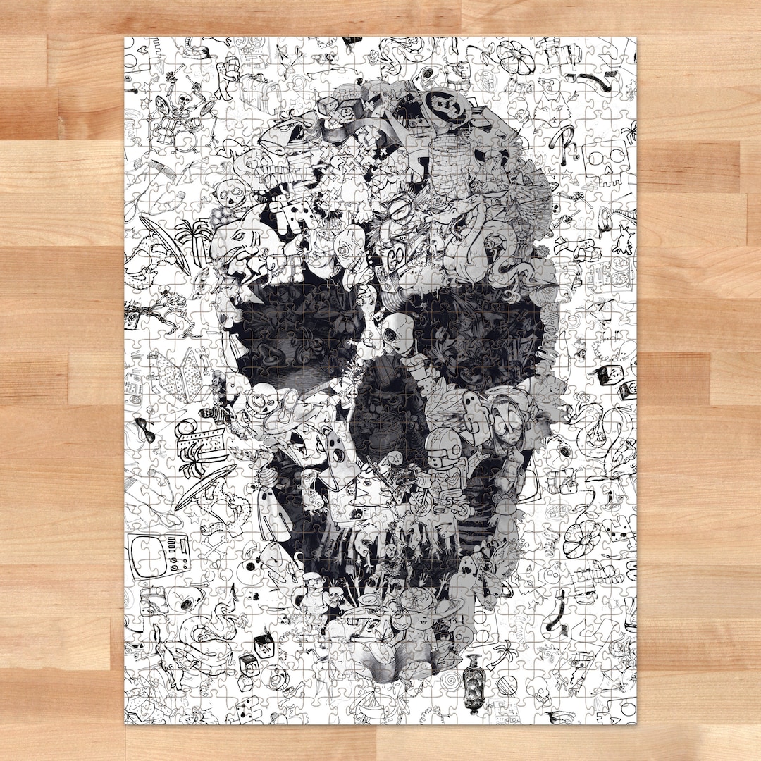 Doodle Skull Jigsaw Puzzle, 500 Piece Sugar Skull Jigsaw Puzzle Gift ...