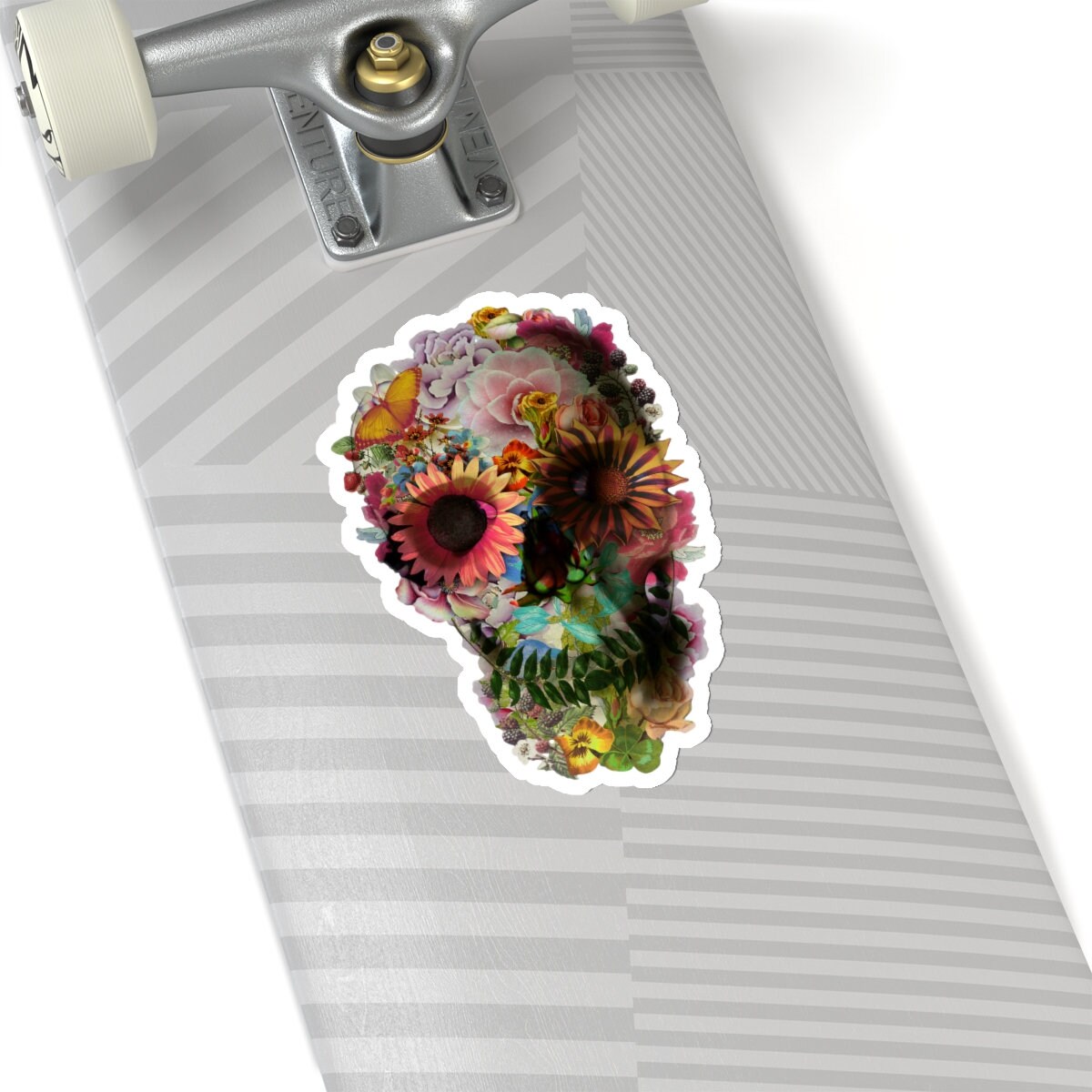 Flower Skull Sticker Boho Sugar Skull Art Sticker Quality - Etsy