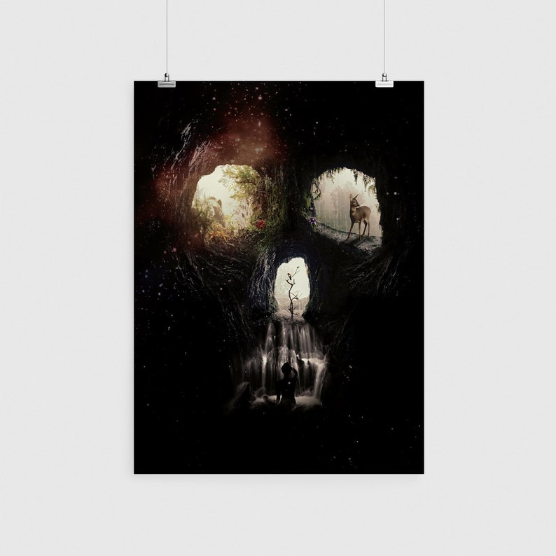 Skull Poster Cave Skull Wall Art Gift Sugar Skull Home - Etsy