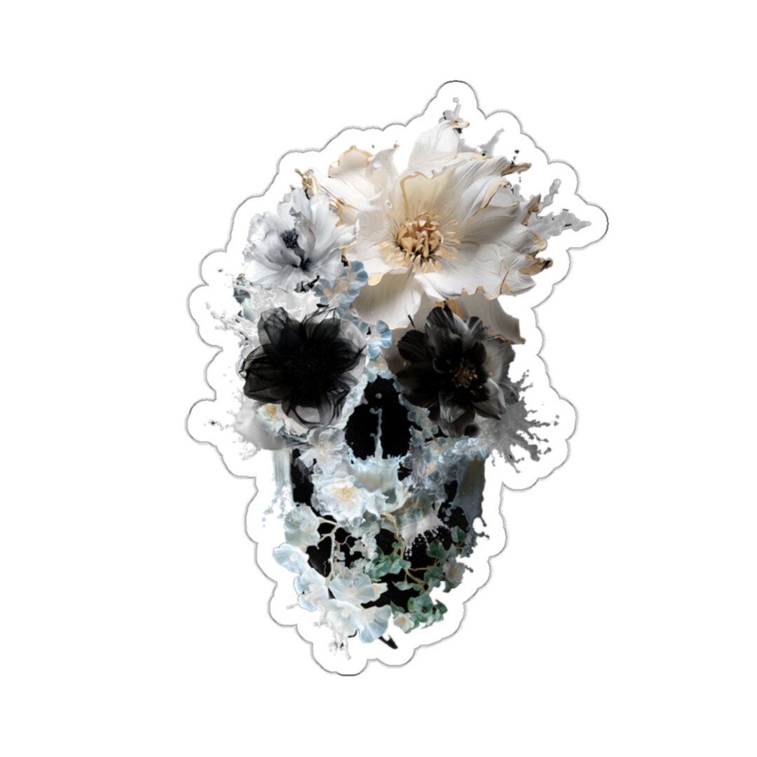 Bloom Sticker, Cool Sugar Skull Art Sticker, Premium Skull Art Vinyl ...