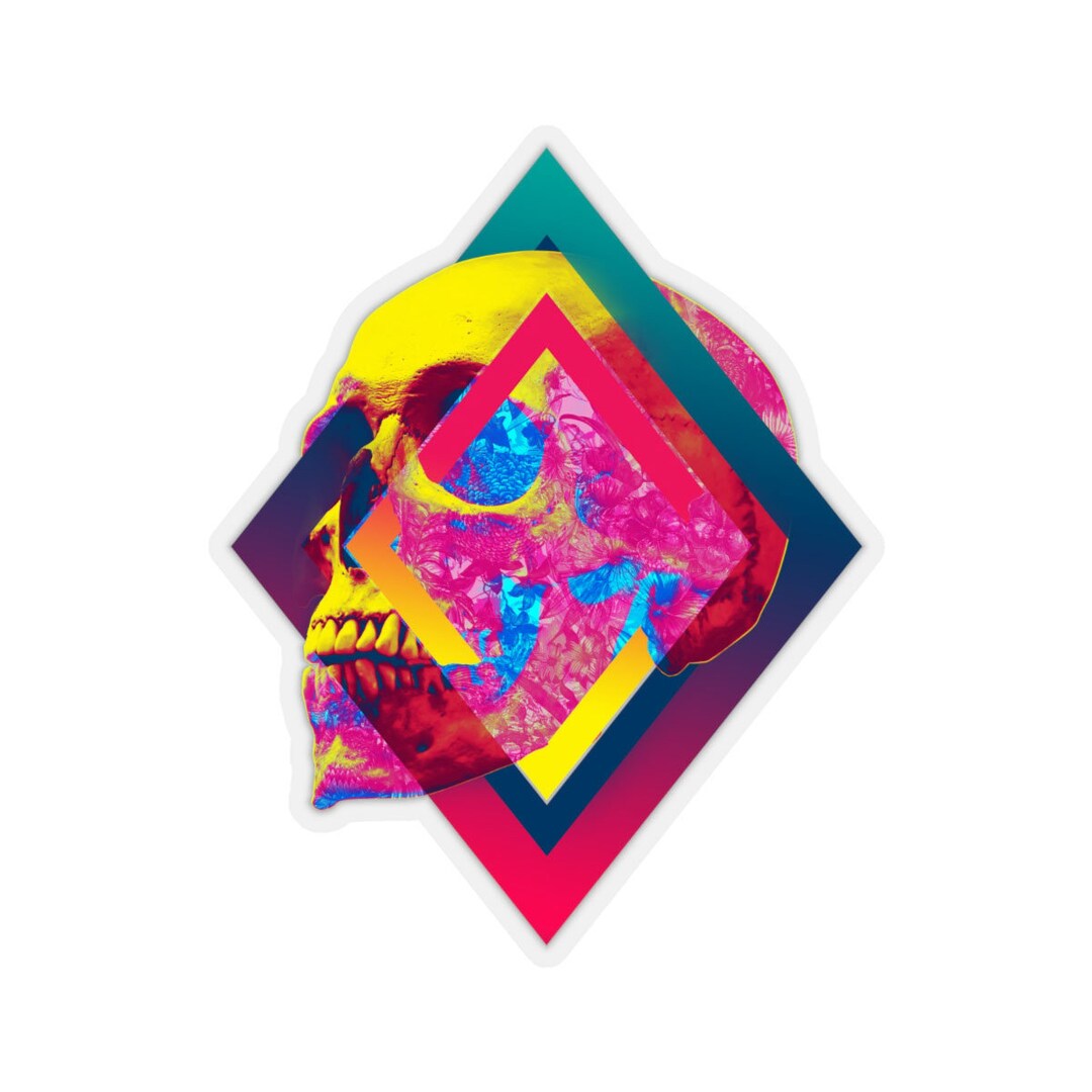 Colorful Skull Sticker, Gothic Sugar Skull Art Sticker, Skull Art Vinyl ...