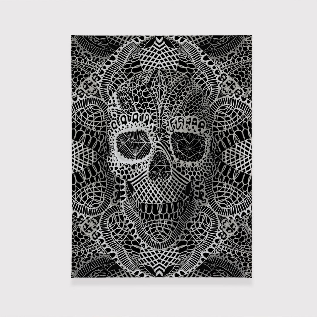 Skull Canvas Art, Gothic Skull Canvas Print, Lace Skull Canvas Art ...