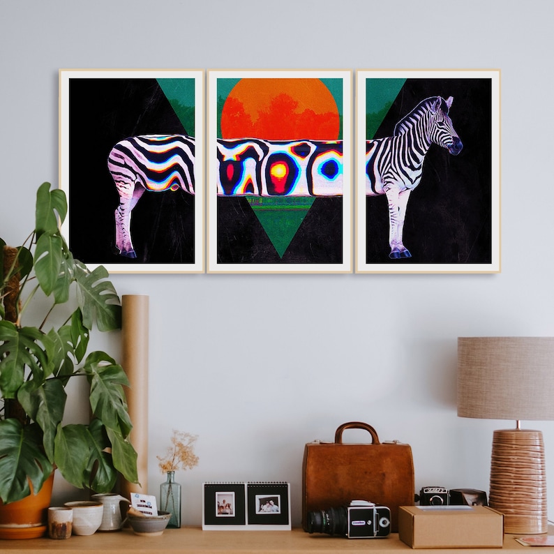 Set of 3 Zebra Art Print Zebra Poster Set Home Decor Nature - Etsy