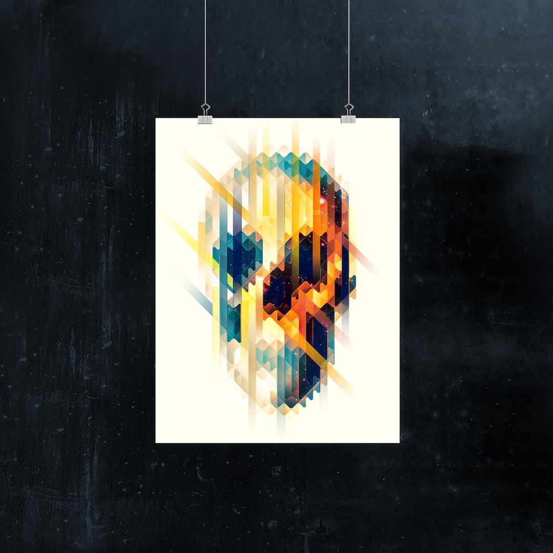 Sugar Skull Poster, Geometric Skull Print Home Decor, Skull Wall Art ...