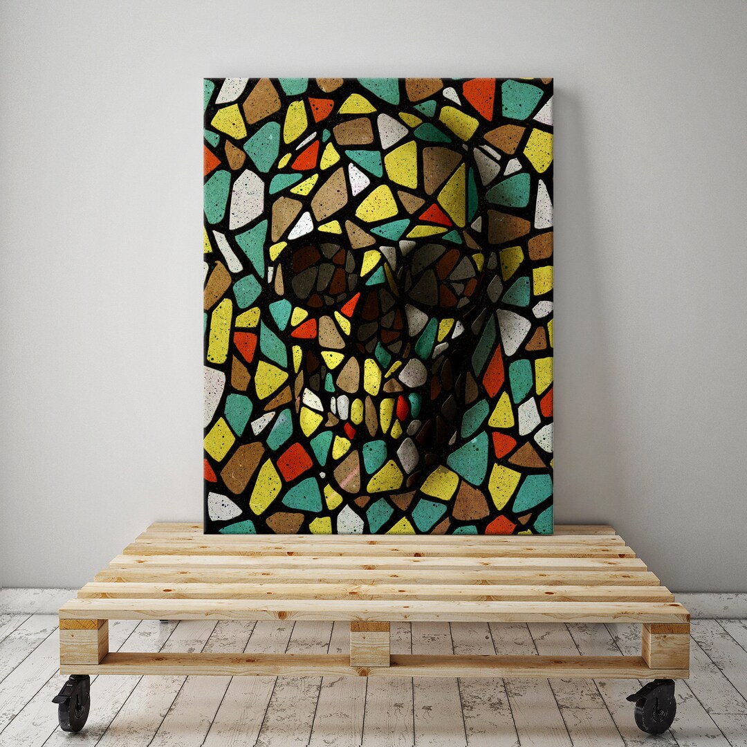Mosaic Skull Canvas Print: Abstract Gothic Home Decor - Etsy