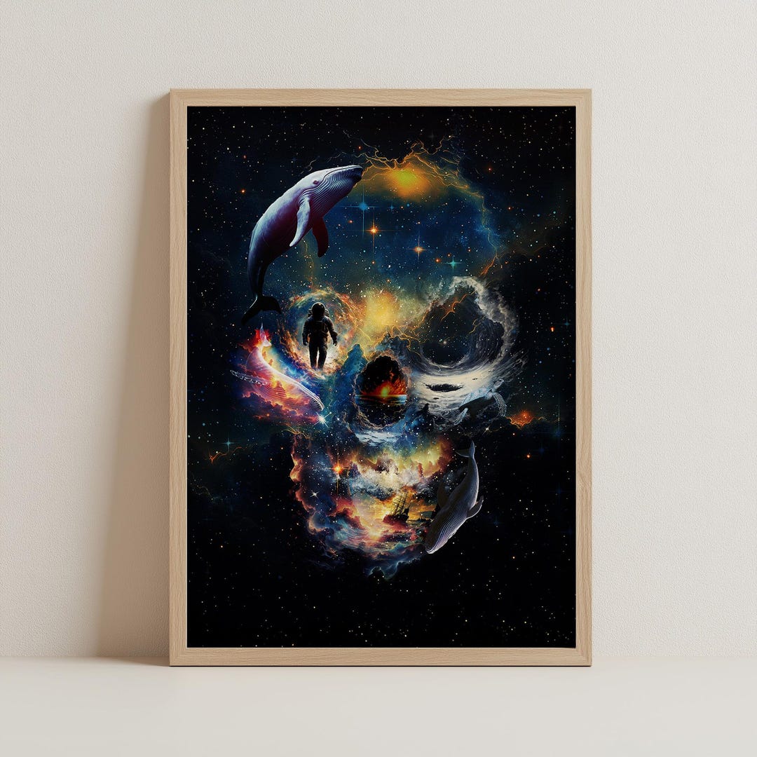 Galaxy Skull Illustration | Space-themed Art on Canvas & Framed Options ...