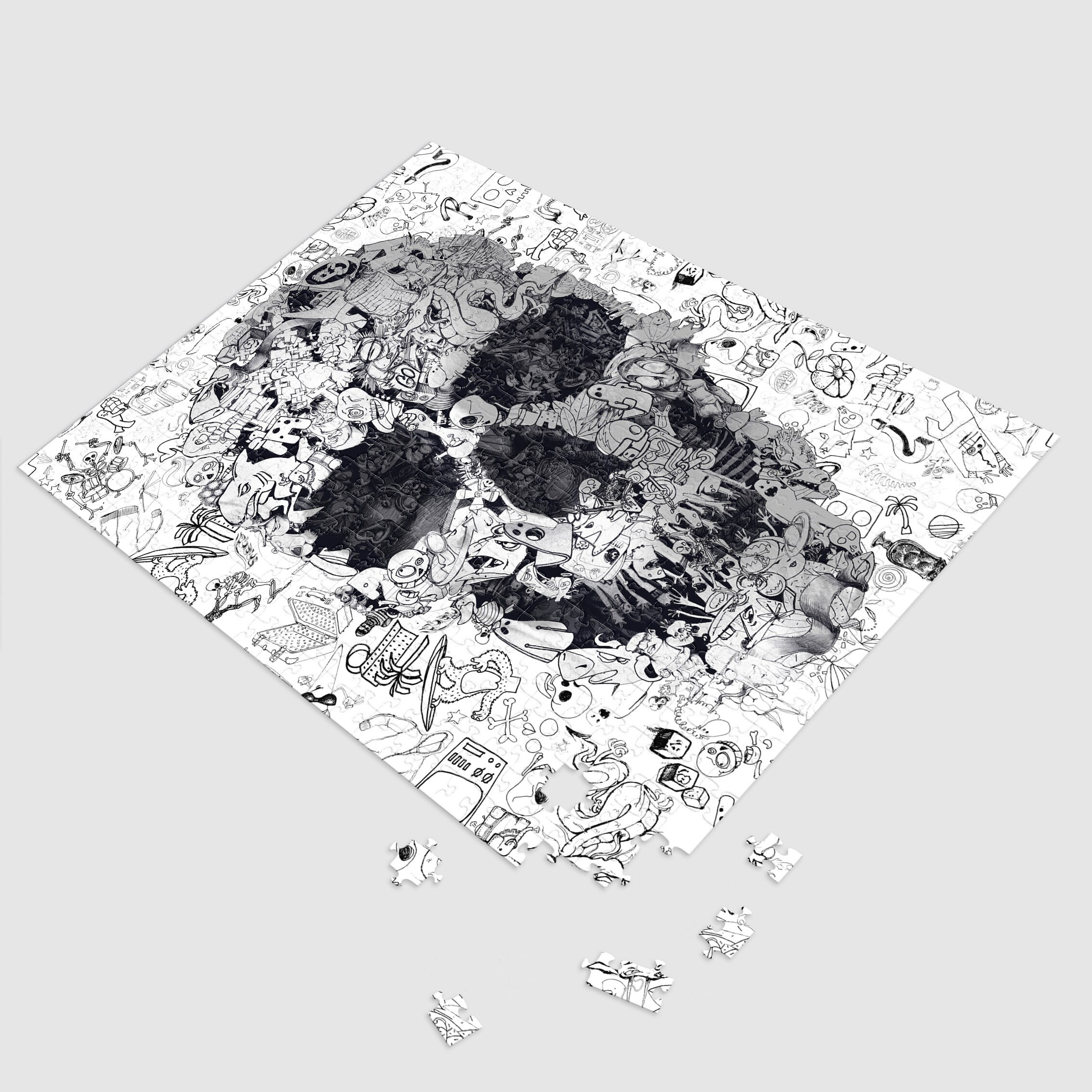 Doodle Skull Jigsaw Puzzle 500 Piece Sugar Skull Jigsaw | Etsy