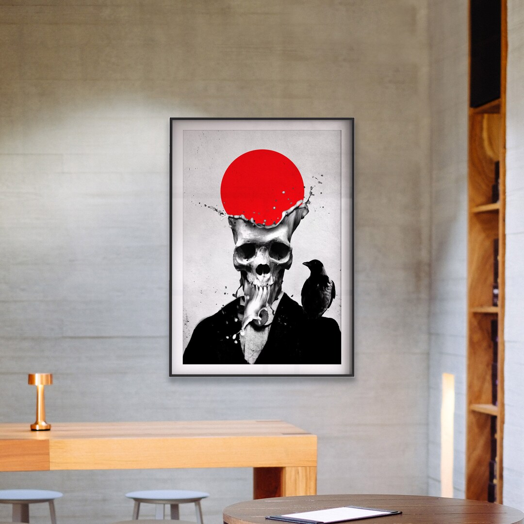 Splash Skull Poster, Sugar Skull Print Wall Art, Gothic Skull Home ...