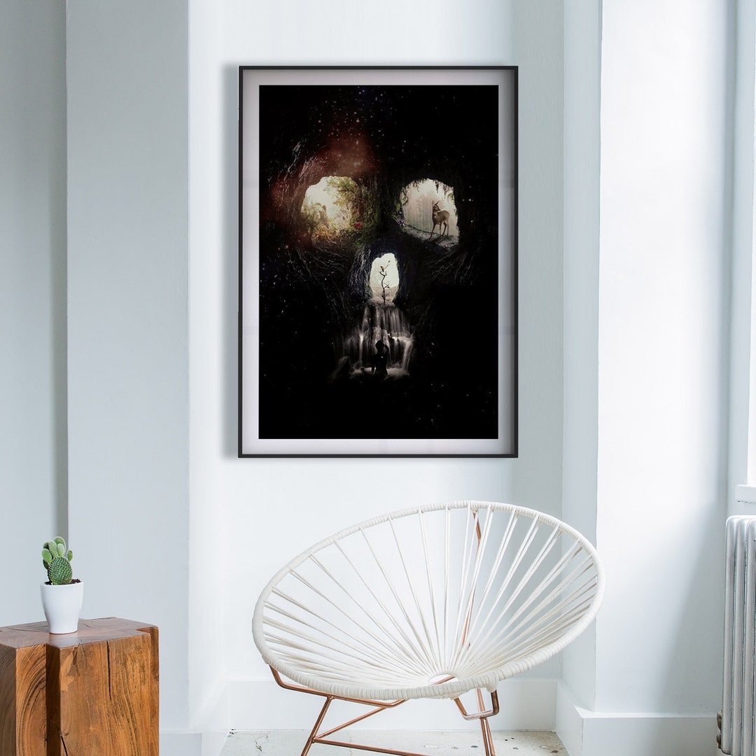 Skull Poster, Cave Skull Wall Art Gift, Sugar Skull Home Decor, Skull ...