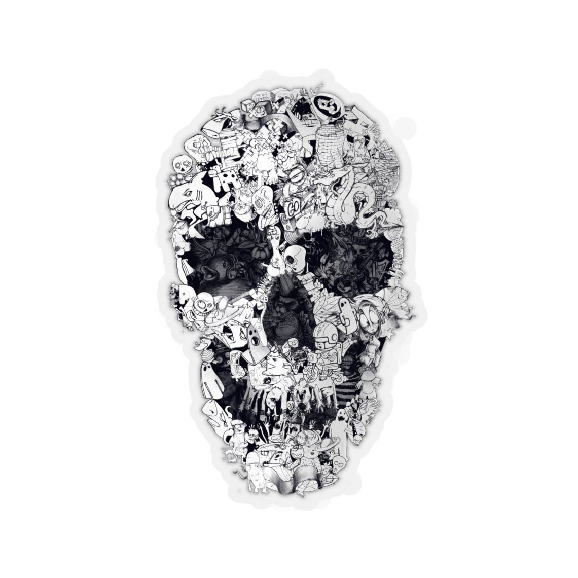 Skull Sticker Set of Five Skull Art Sticker Set Gothic Skull - Etsy