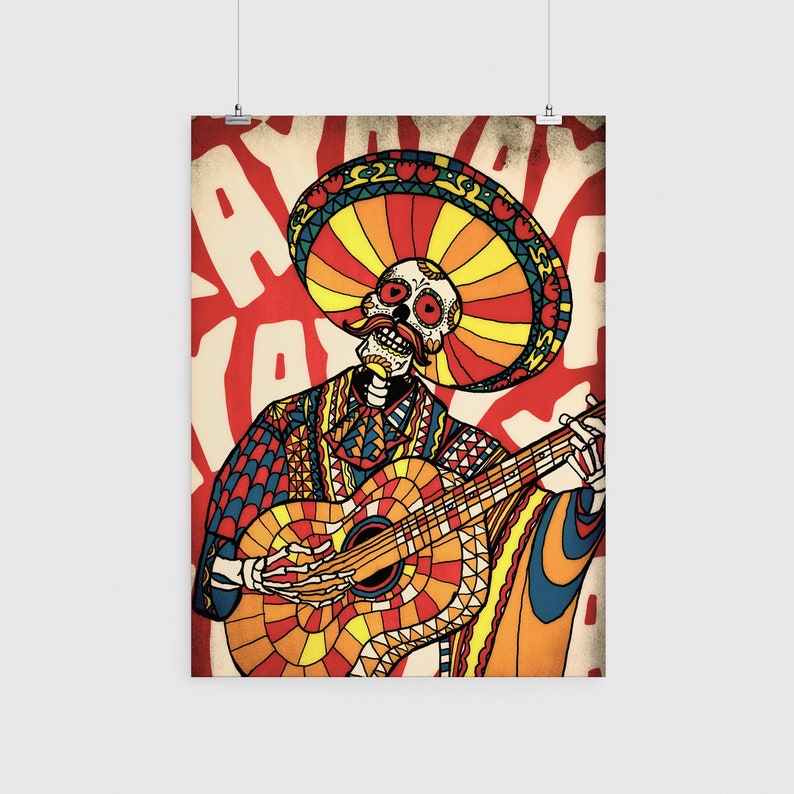 Mariachi Poster Instant Download Mexican Sugar Skull Art - Etsy
