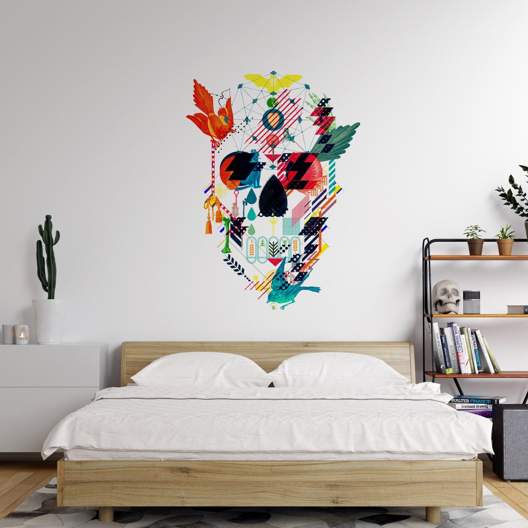 Large Skull Wall Decal, Sugar Skull Wall Sticker, Color Skull Wall Art ...
