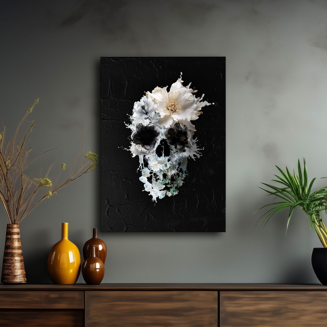 Bloom Skull Canvas Print: Gothic Sugar Skull Art Home Decor - Etsy