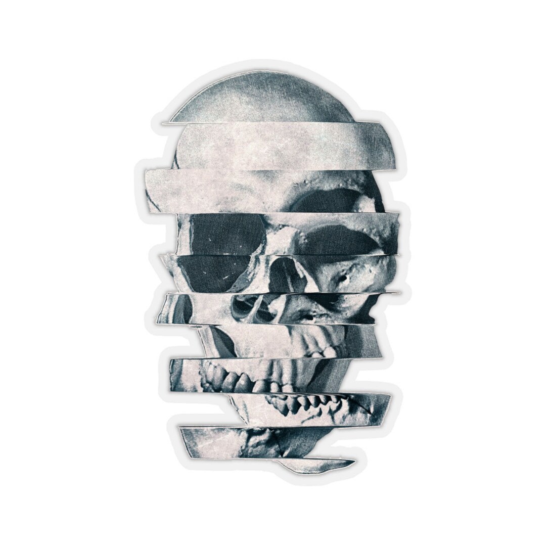 Glitch Skull Sticker, Sugar Skull Art Sticker, Premium Gothic Skull Art ...