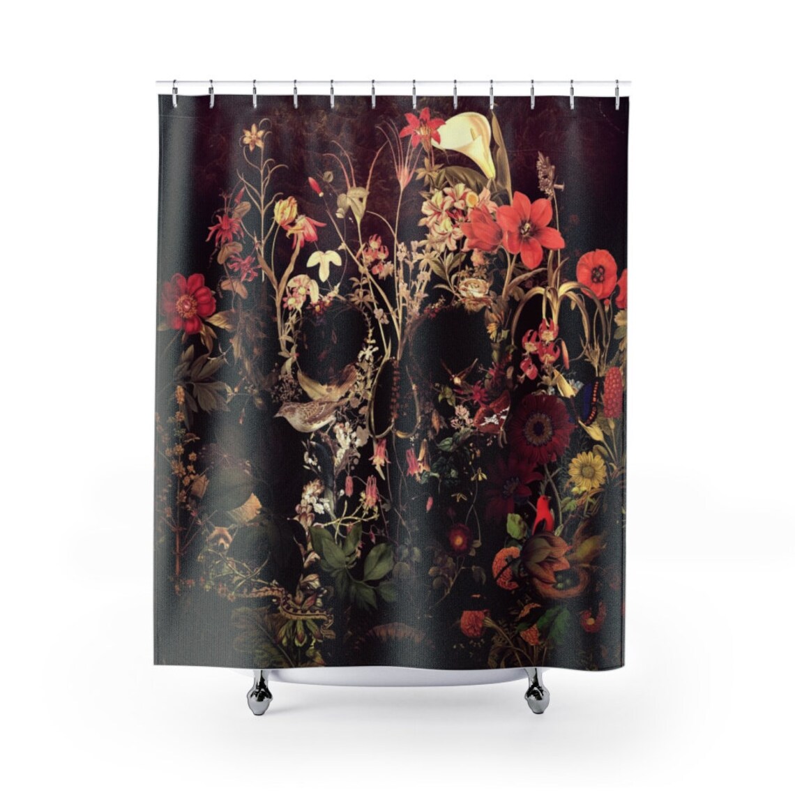 Bloom Skull Shower Curtain Floral Skull Shower Curtain Decor - Etsy