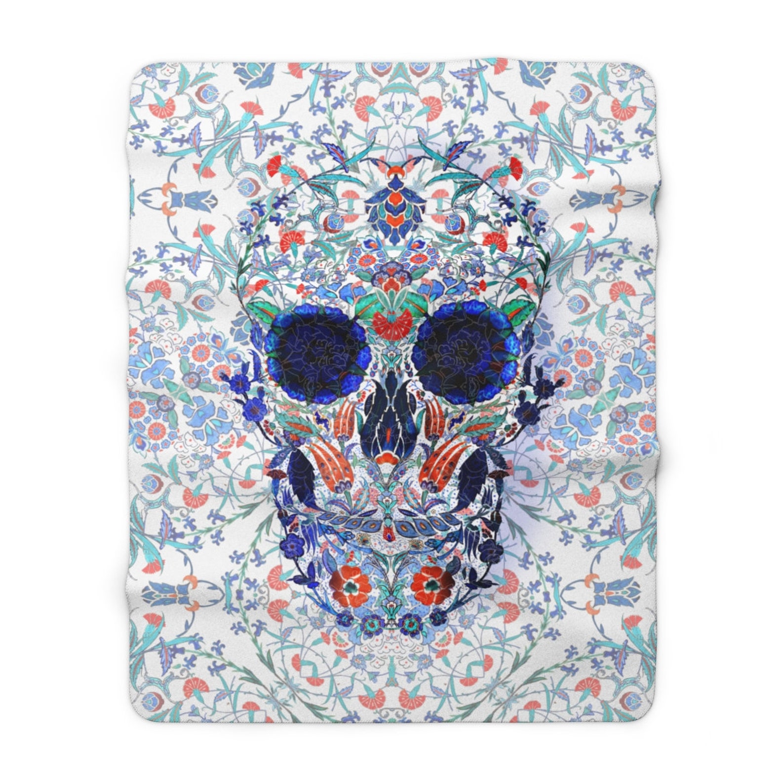 Skull Sherpa Fleece Blanket Ethnic Art Sugar Skull Cozy - Etsy