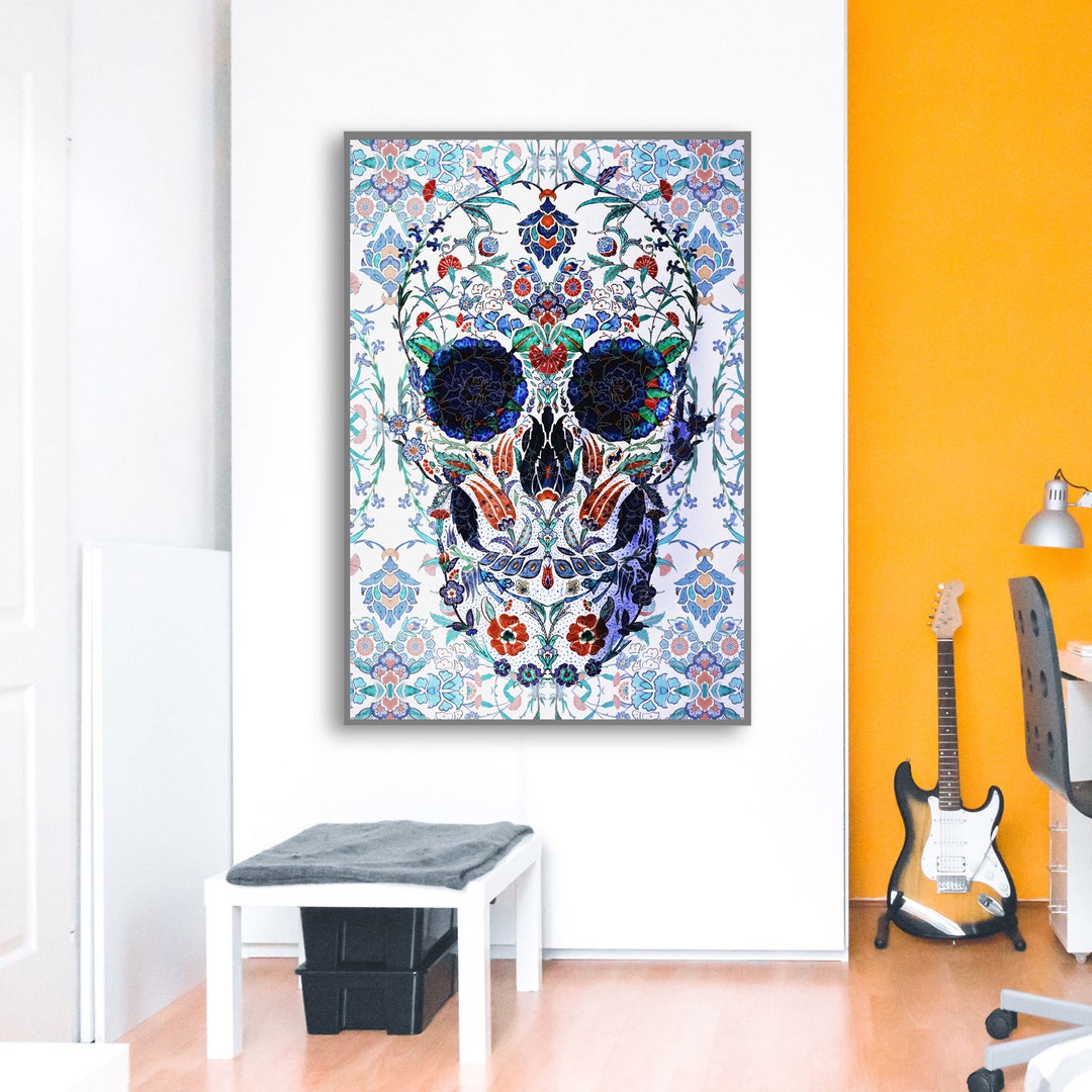 Sugar Skull Art Print, Skull Art Instant Download Printable Home Decor ...