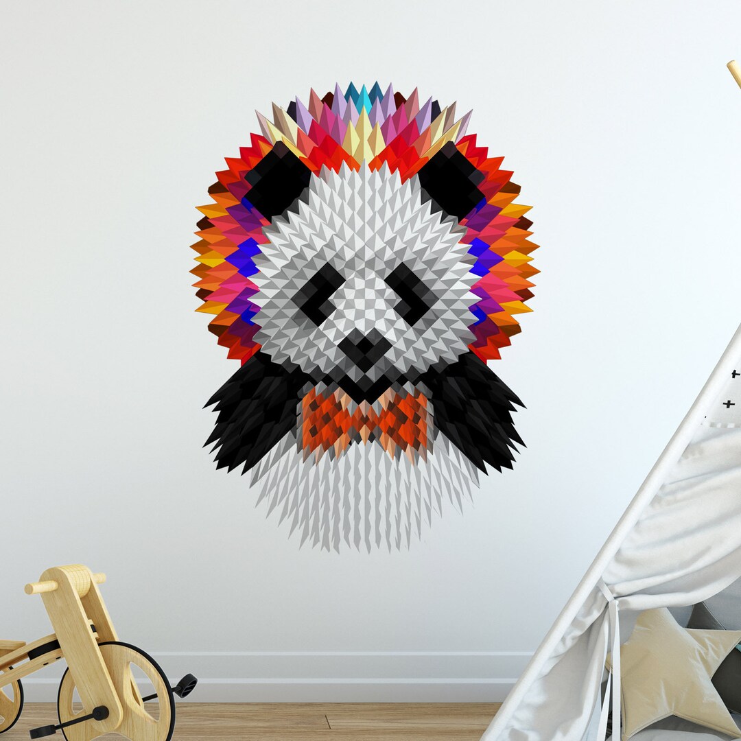 Panda Wall Sticker, Funny Panda Wall Decal, Vinyl Panda Home Decor ...