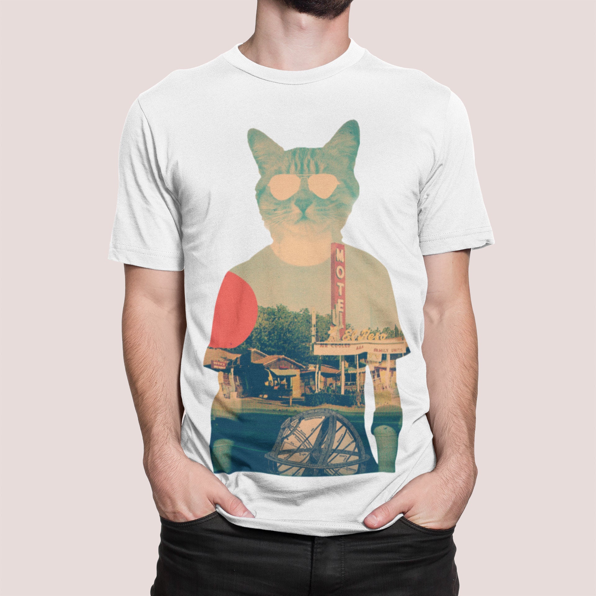 Cool Cat Men's T-shirt Funny Animal Print Mens Tshirt - Etsy