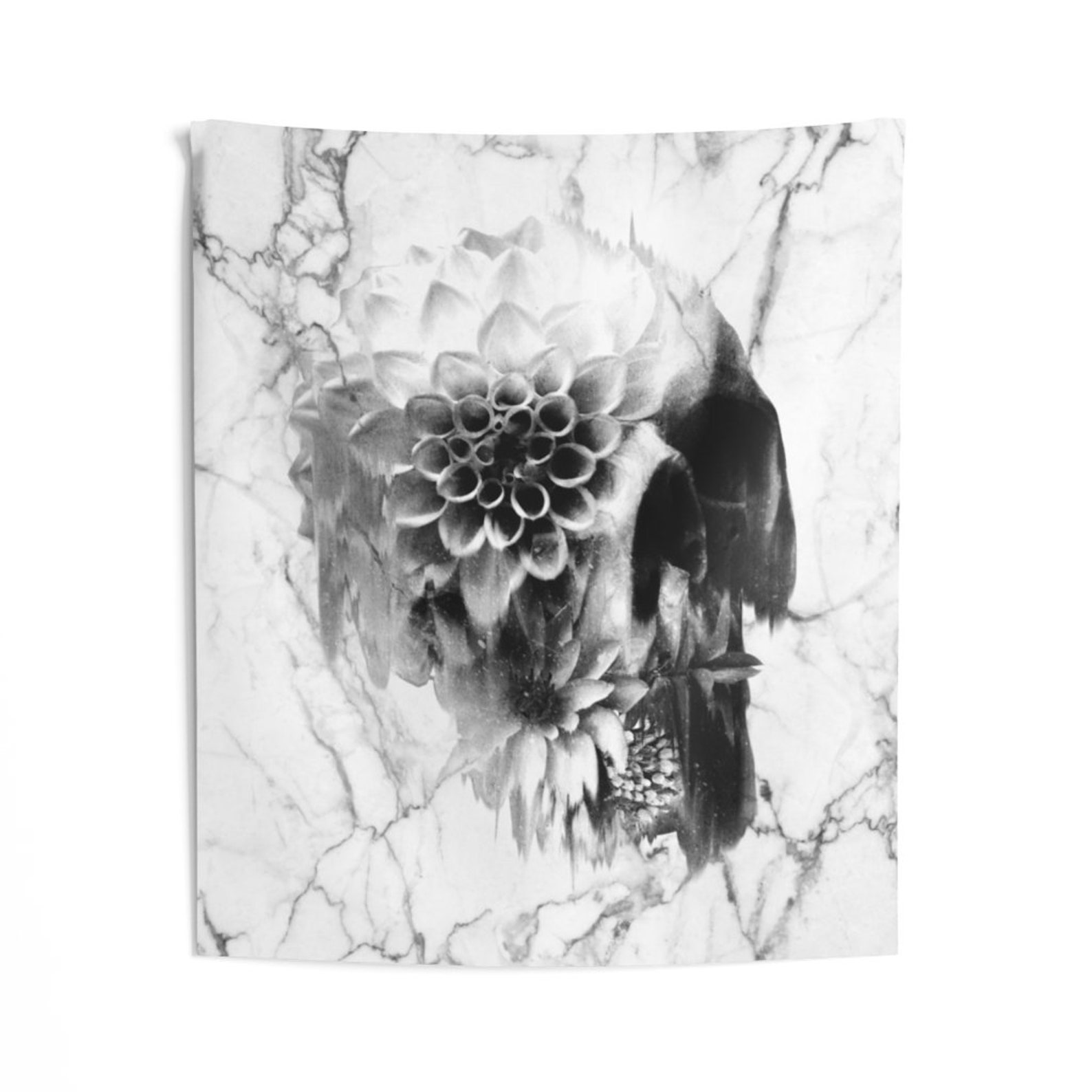 Skull Wall Tapestry Marble Skull Wall Art Gift Gothic Floral - Etsy