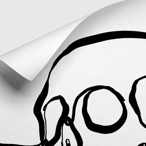 Set of 3 Skull Art Print, Line Art Skull Poster Set Home Decor, Floral ...