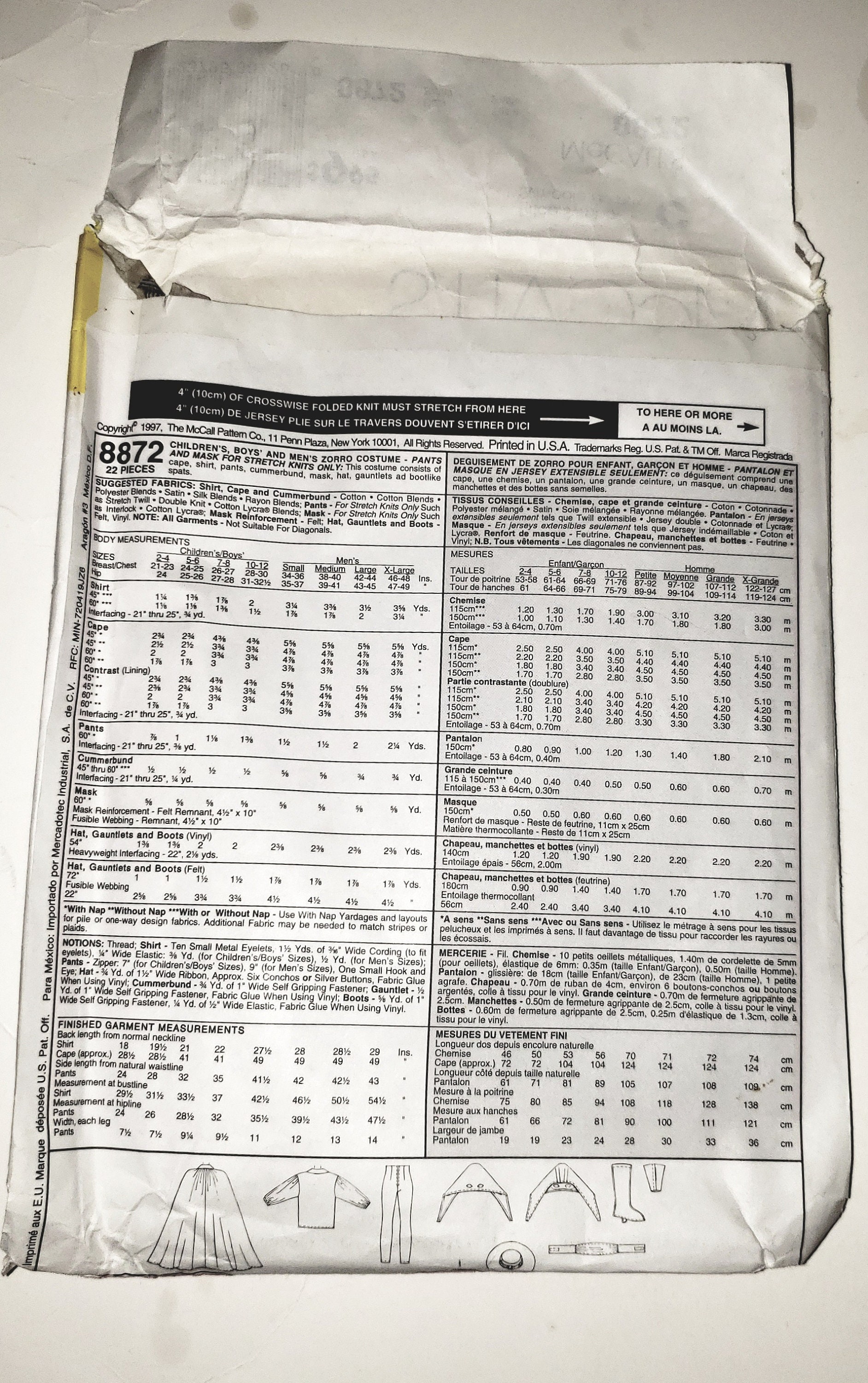 Mccalls Halloween Costume Pattern 8872 Zorro Men Size 34 36 - Etsy