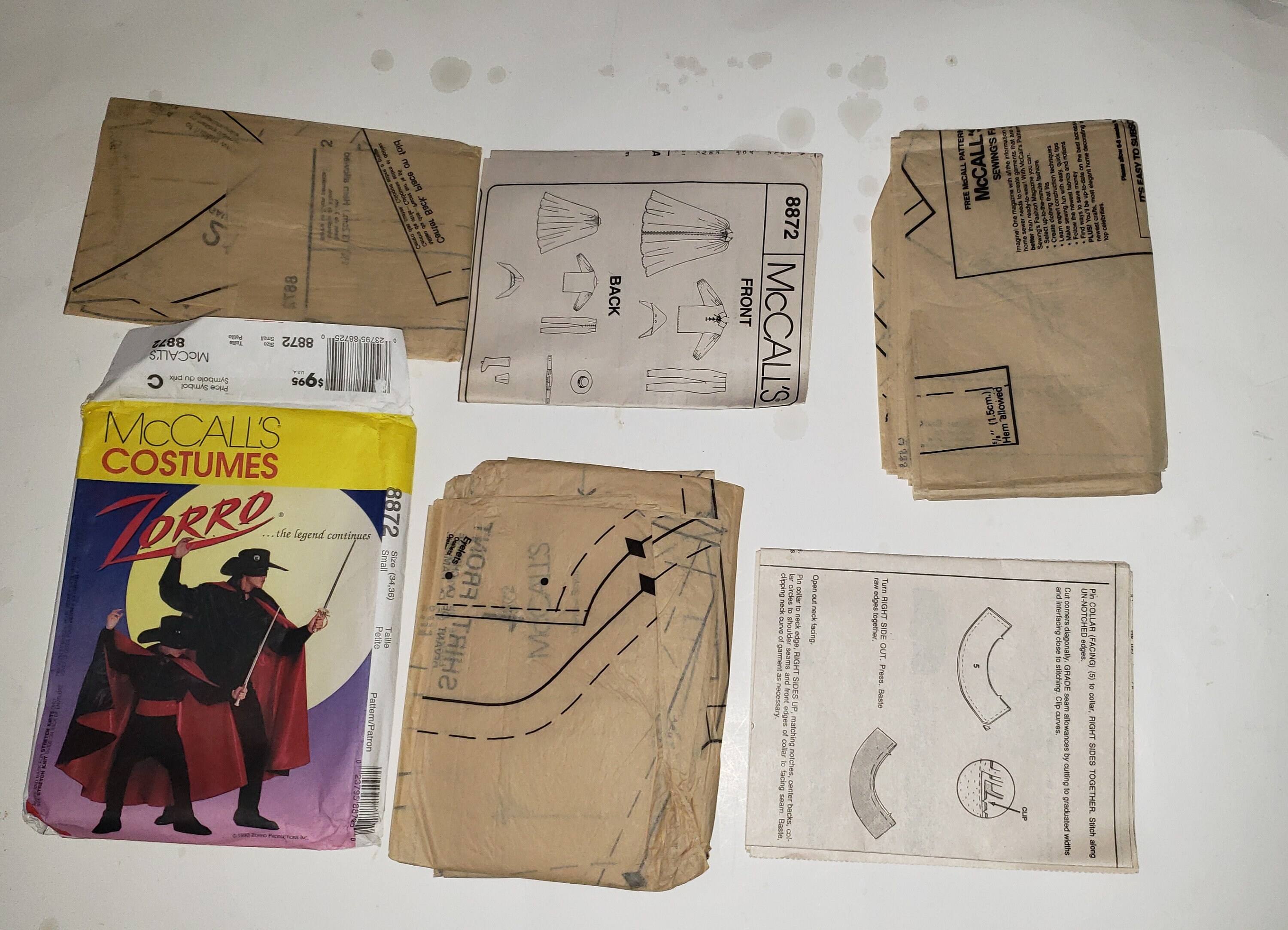 Mccalls Halloween Costume Pattern 8872 Zorro Men Size 34 36 - Etsy