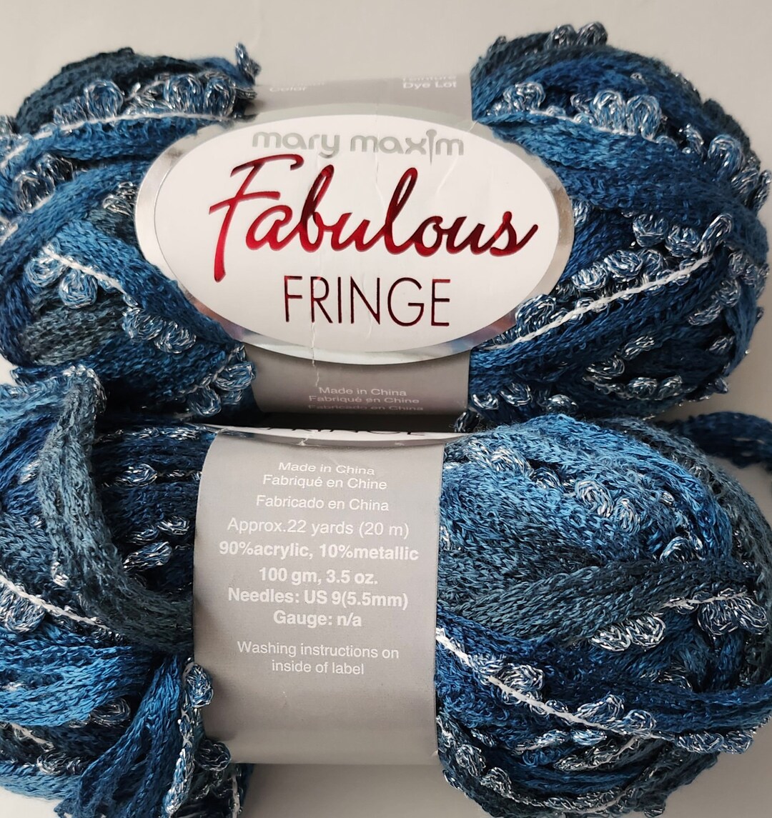 Bushels of Blue Mary Maxim Fabulous Fringe 2 Skeins 749-100 Yarns 100 ...