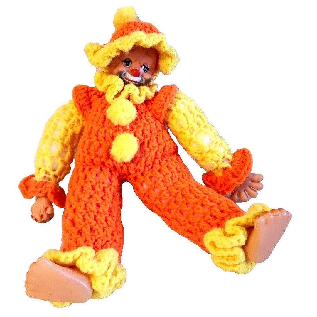 Vintage Clown Doll Collectible Handmade Crohet Clown Doll Crocheted ...