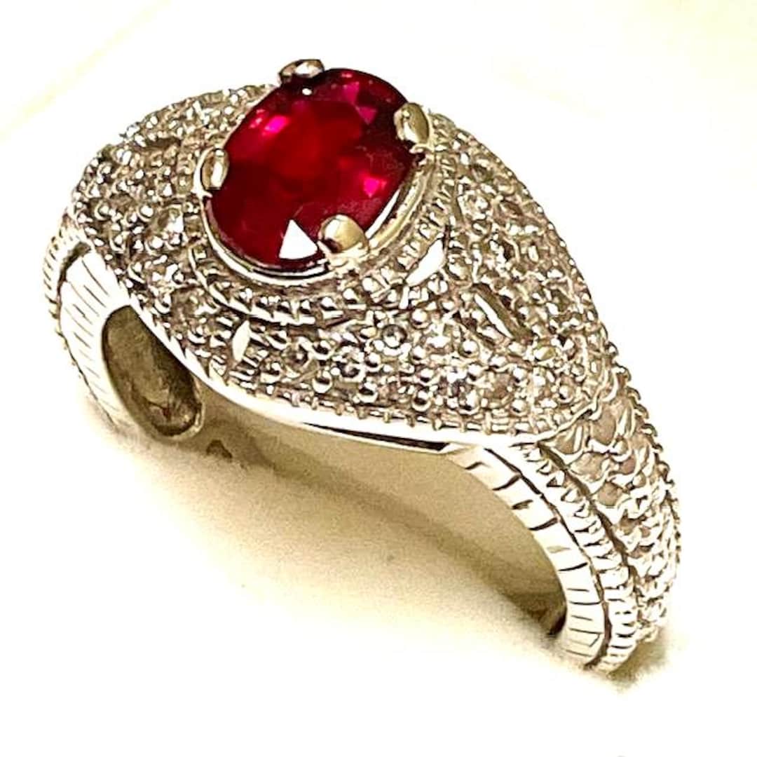 Madagascar Ruby Ring: Diamond Accents, 1ct., Oval Cut, Set in 10kt ...