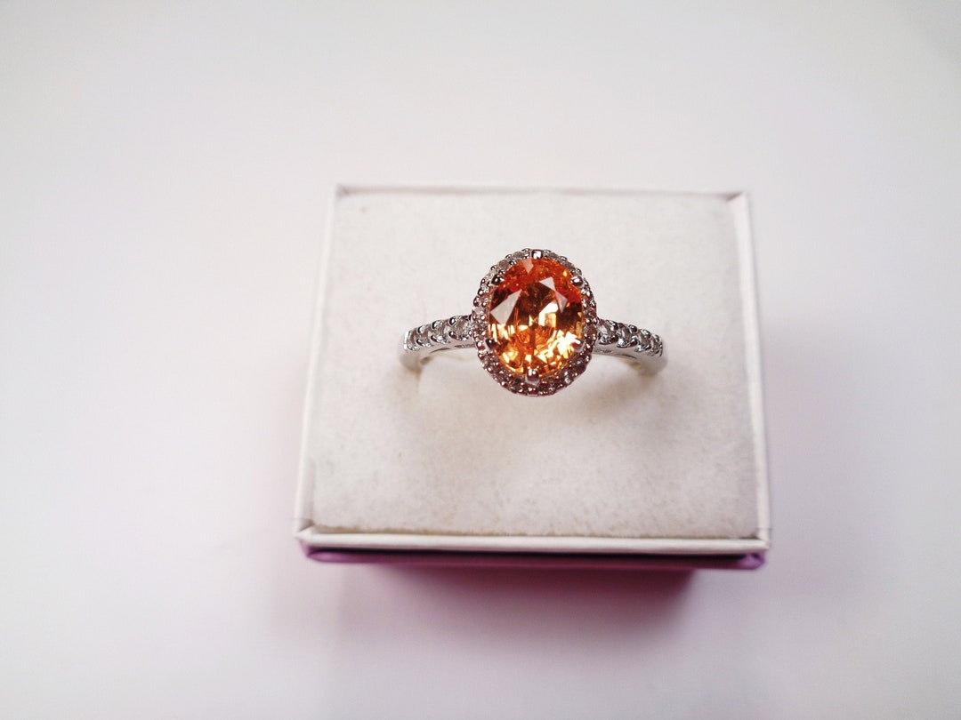 Fanta Orange Mandarin Gemstone Ring: Sterling Silver With Topaz Accents ...