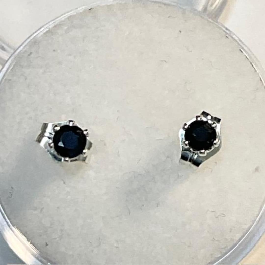 Black Sapphire Posts. 3mm. Black Sapphires Set in Sterling Silver - Etsy
