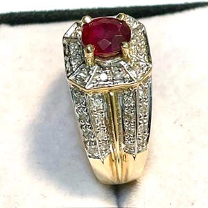 Madagascar Ruby Ring: Diamond Accents, 14kt Yellow Gold, Unisex - Etsy
