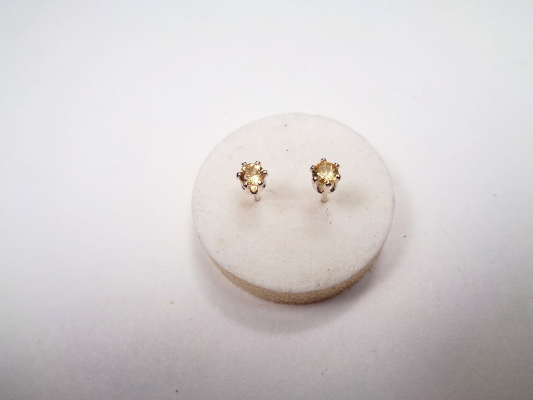 Genuine Pale Yellow Sapphire Posts. 3mm. Round Sapphire, Sterling ...