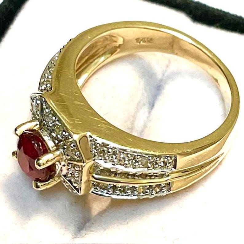 Madagascar Ruby Ring: Diamond Accents, Natural - Not Lab, 14kt Yellow ...