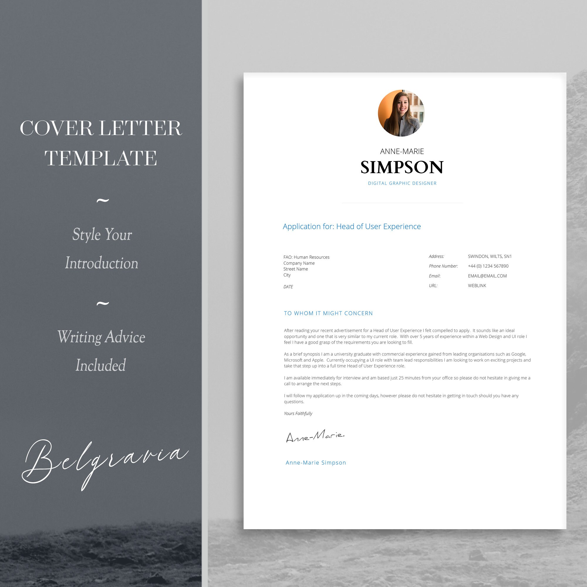 One Page Resume Template for Microsoft Word in White. Single - Etsy