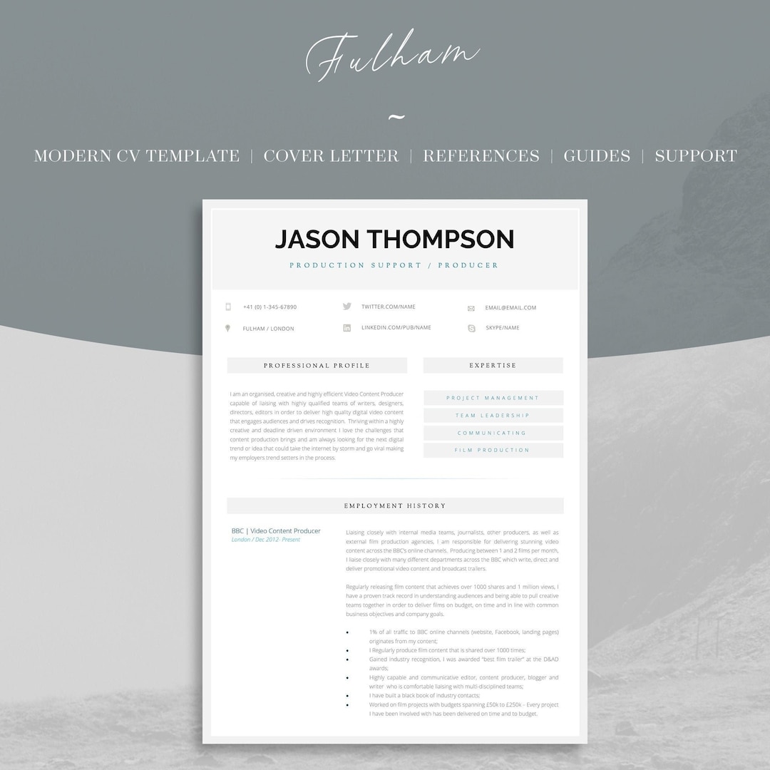 Grey Resume Template for Professionals | Modern CV Design | Free Cover ...