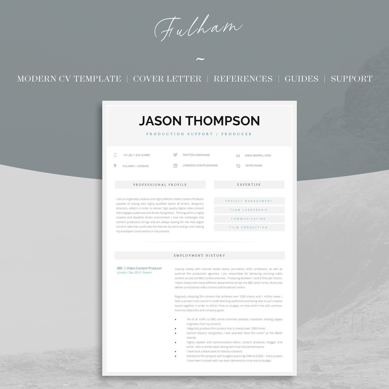 Grey Resume Template for Professionals | Modern CV Design | Free Cover ...