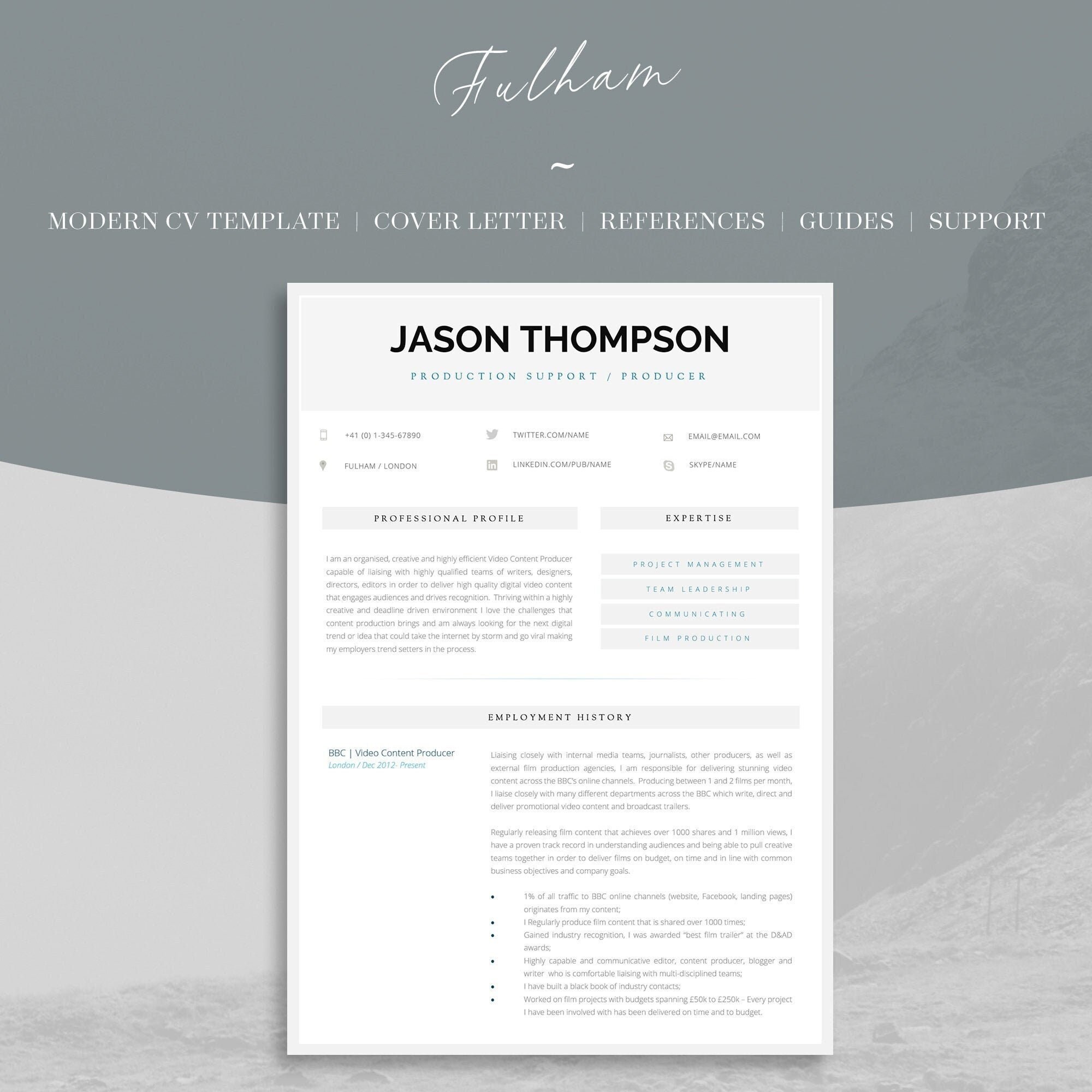 Grey Resume Template for Professionals | Modern CV Design | Free Cover ...