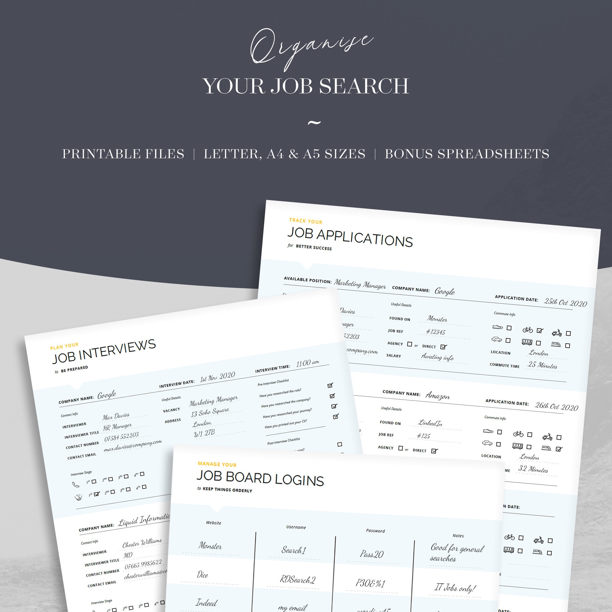 Resume Template Bundle | Job Search Trackers | Complete Resume Pack ...
