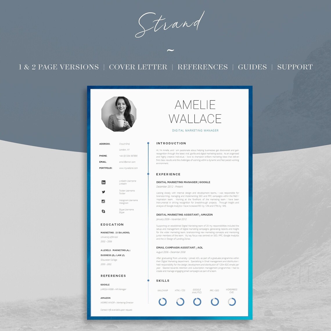 Marketing Resume Template for Word Printable CV for Word High Impact CV ...
