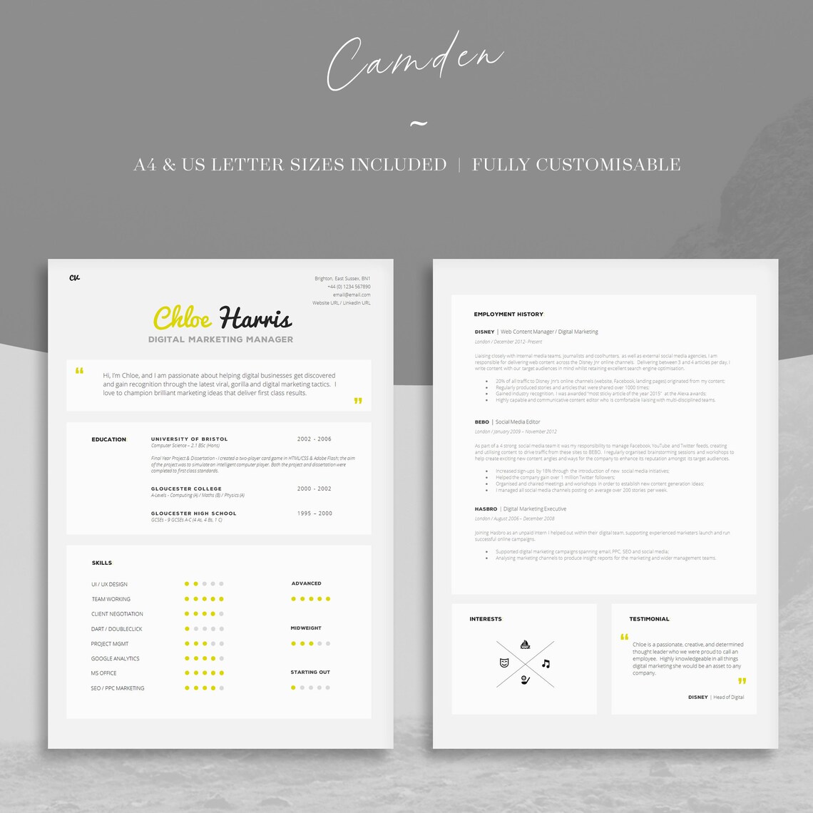 Bold CV Template Fun CV Design Resume for Creative / Marketing ...