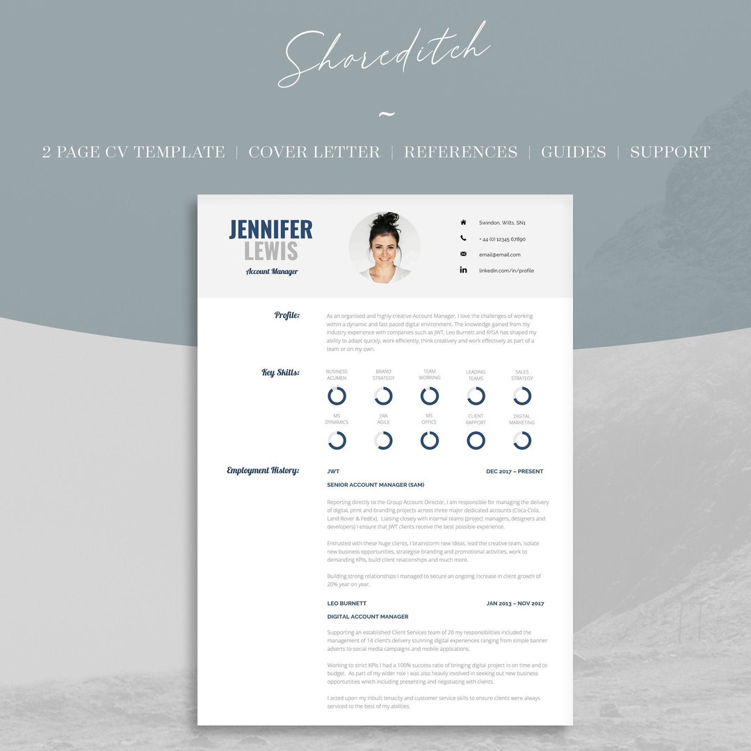 Stylish Resume Template for Word Editable CV Template With - Etsy