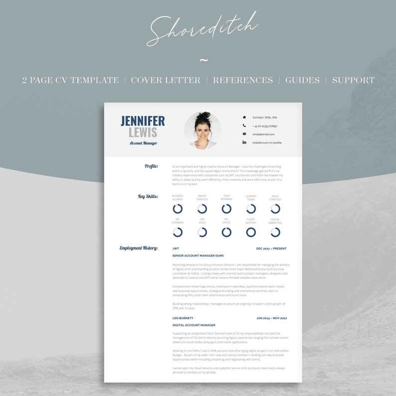 Stylish Resume Template for Word Editable CV Template With - Etsy