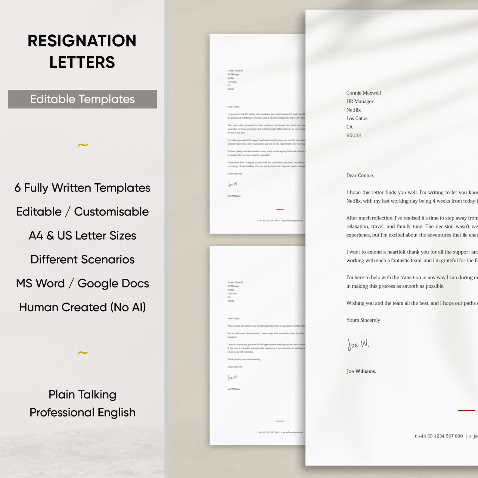 Professional Resignation Letter Templates: 6 Easy-to-customize Letters ...