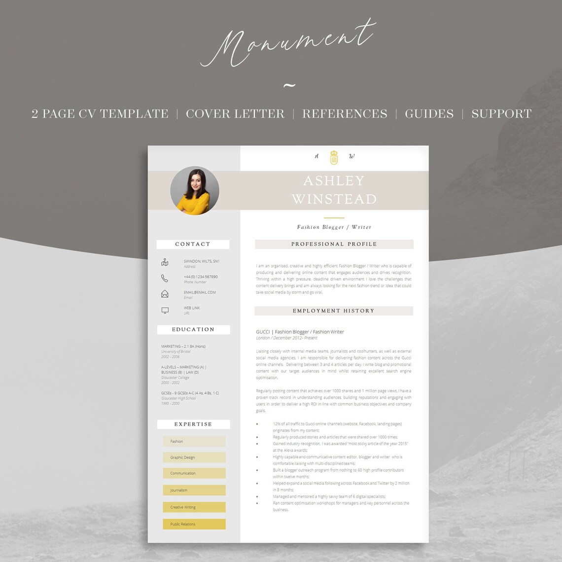 Two Page Resume Template Modern CV Template for Word - Etsy