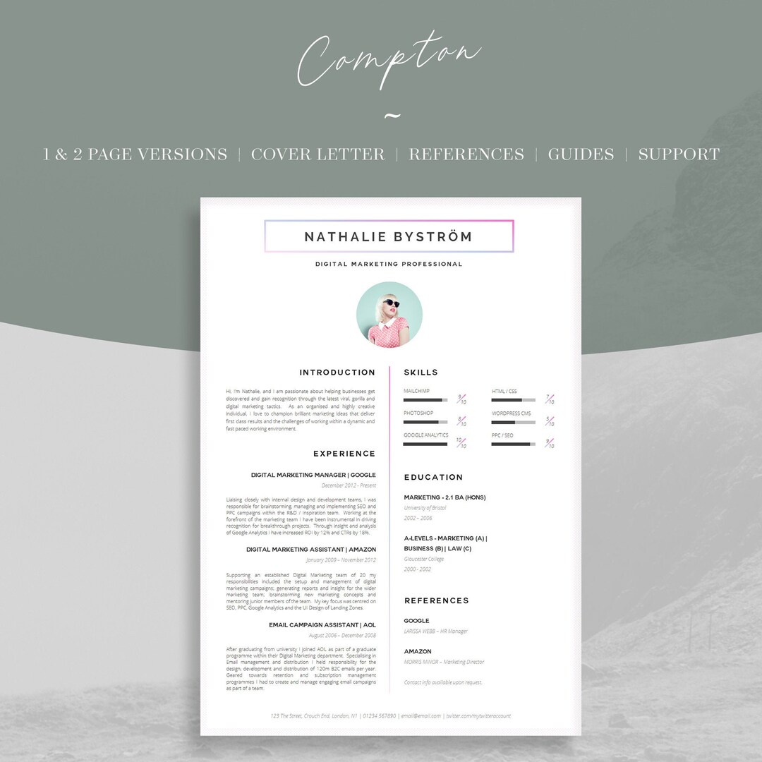 Creative CV Template for Word CV Design Creative Resume - Etsy Canada
